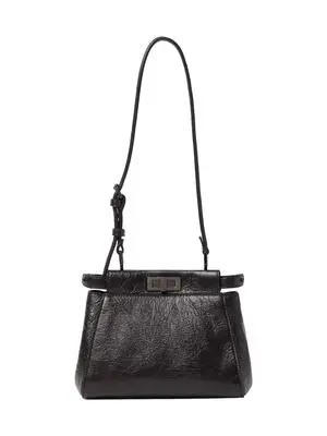 Fendi My Peekaboo Xs Crackled Black Leather Bag - [black]